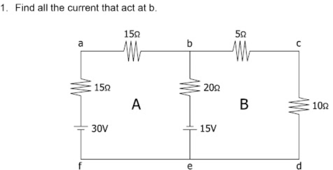 Solved 1 Find All The Current That Act At B 1522 522 A B с 7351