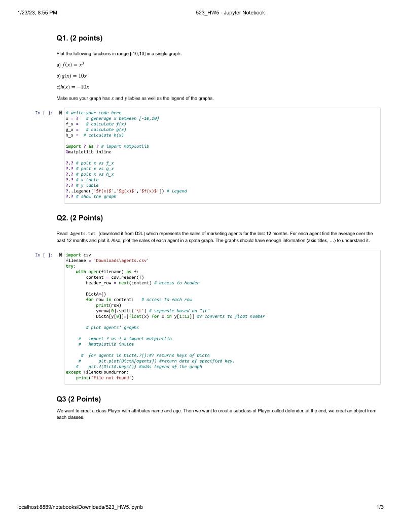 Solved Q1. (2 points) Plat the following functions in range | Chegg.com