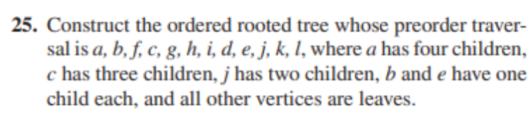 Solved 25. Construct the ordered rooted tree whose preorder | Chegg.com