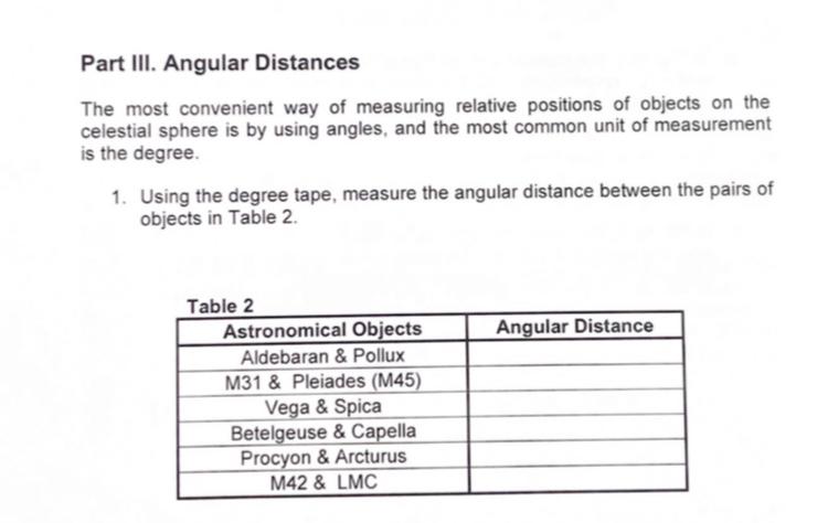 Part III. Angular Distances The most convenient way | Chegg.com