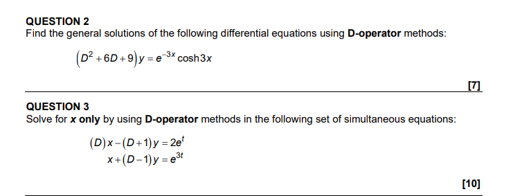 Solved QUESTION 2 Find the general solutions of the | Chegg.com