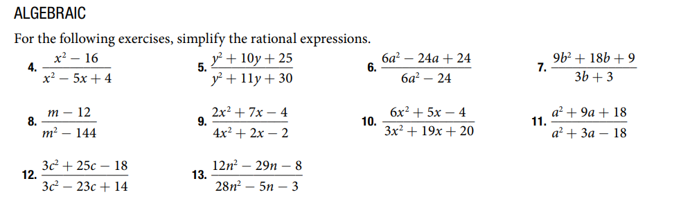 Solved ALGEDKAIC For the following exercises, simplify the | Chegg.com