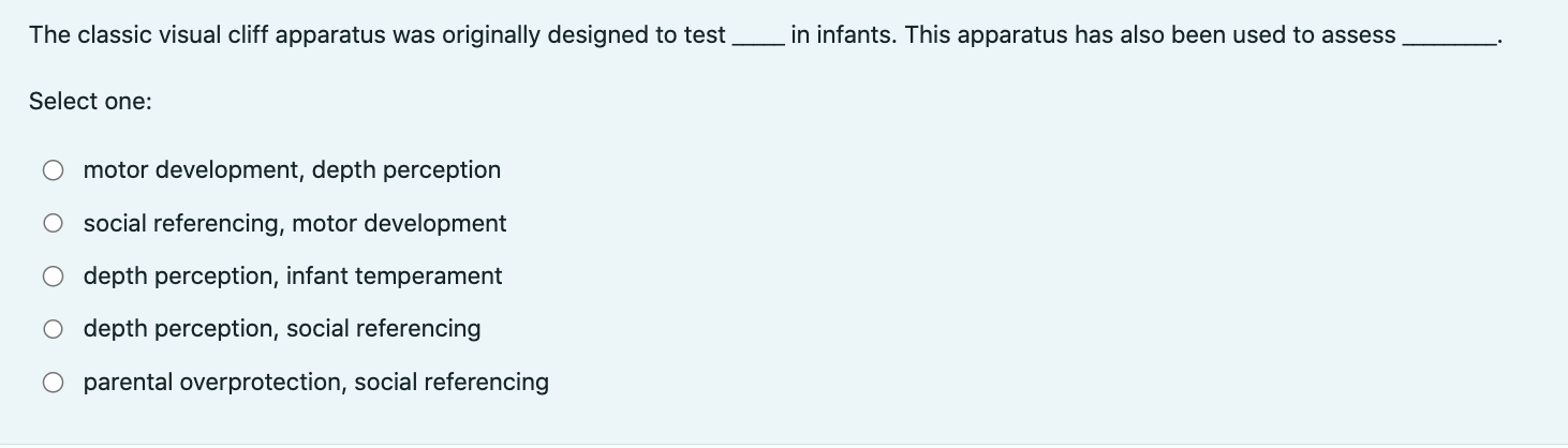 Solved The classic visual cliff apparatus was originally | Chegg.com
