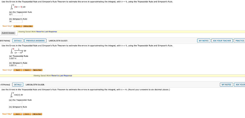 Solved Use the Errors in the Trapezoidal Rule and Simpson's | Chegg.com