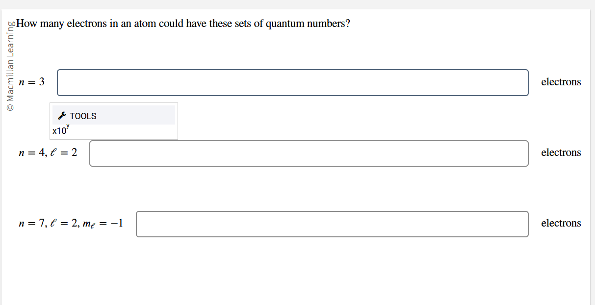Solved bow many electrons in an atom could have these sets | Chegg.com