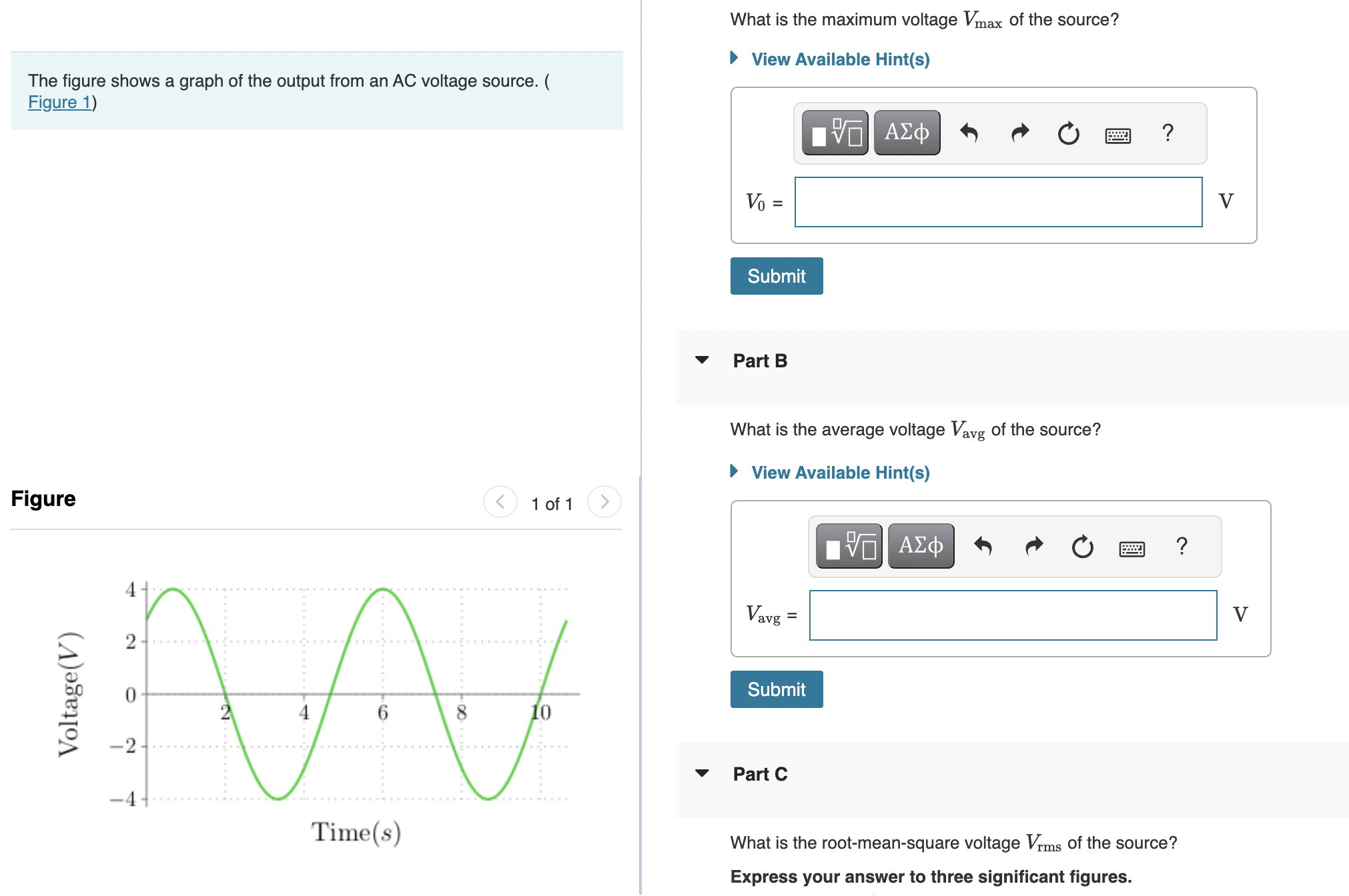 Solved What is the maximum voltage Vmax of the source? The | Chegg.com