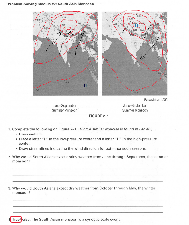 Solved Problem-Solving Module \#2; South Asia Monsoon | Chegg.com