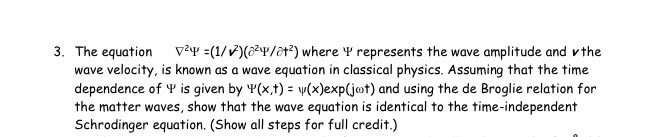 Solved The equation nabla^2 psi = (1/v^2)(partial | Chegg.com