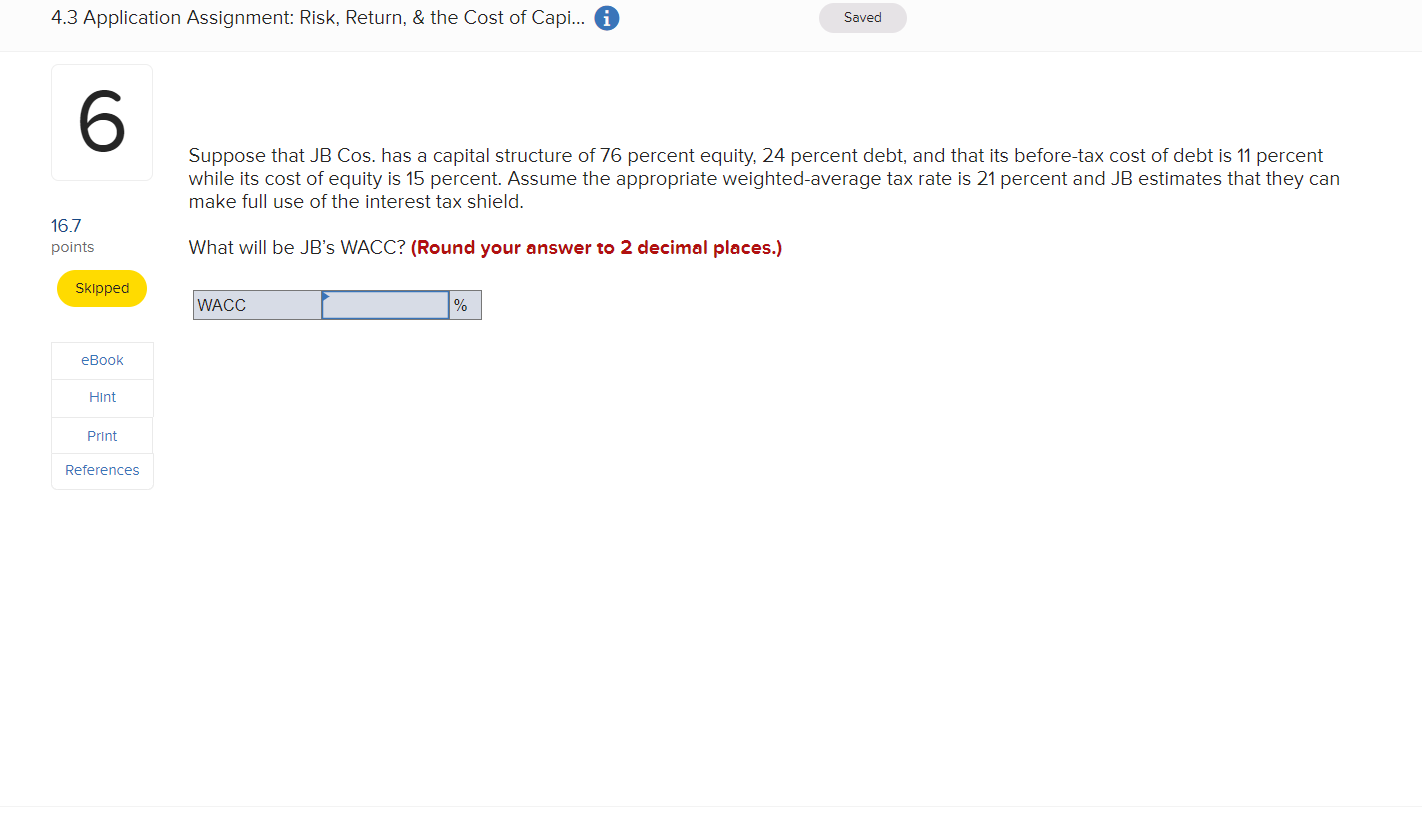Solved 4.3 Application Assignment: Risk, Return, \& the Cost | Chegg.com