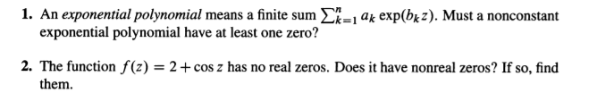 Solved 1. An exponential polynomial means a finite | Chegg.com