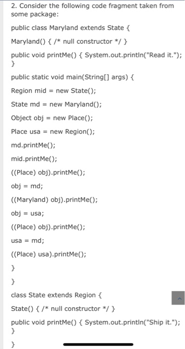 Solved 2. Consider the following code fragment taken from | Chegg.com