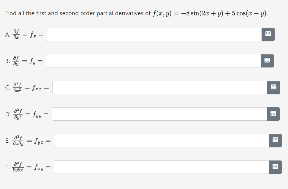 Solved Find all the first and second order partial | Chegg.com