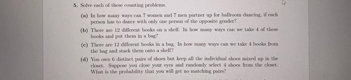 Solved 5. Solve each of these counting problems. W (a) In | Chegg.com