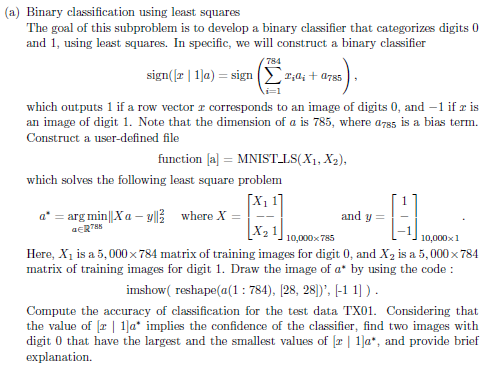 1. MNIST database classification The goal of this | Chegg.com