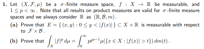 Solved 1. Let (X,F,μ) be a σ-finite measure space, f:X→R be | Chegg.com