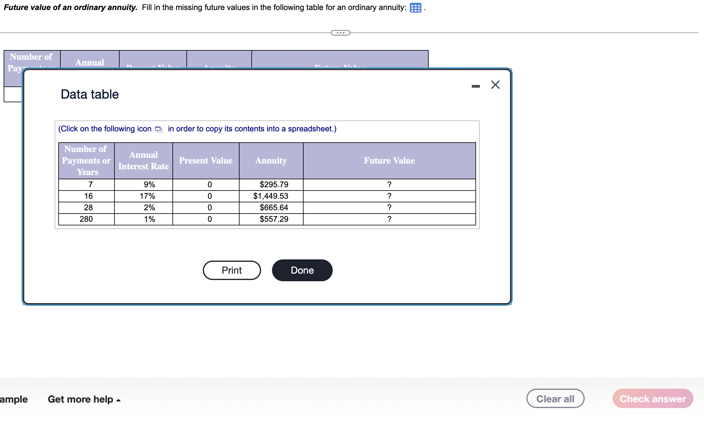Solved Future value of an ordinary annuity. Fill in the | Chegg.com
