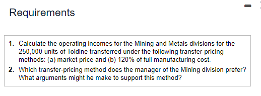 Solved Requirements 1. Calculate the operating incomes for | Chegg.com