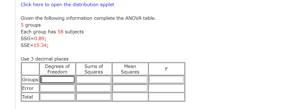 Solved Click here to open the distribution applet Given the | Chegg.com