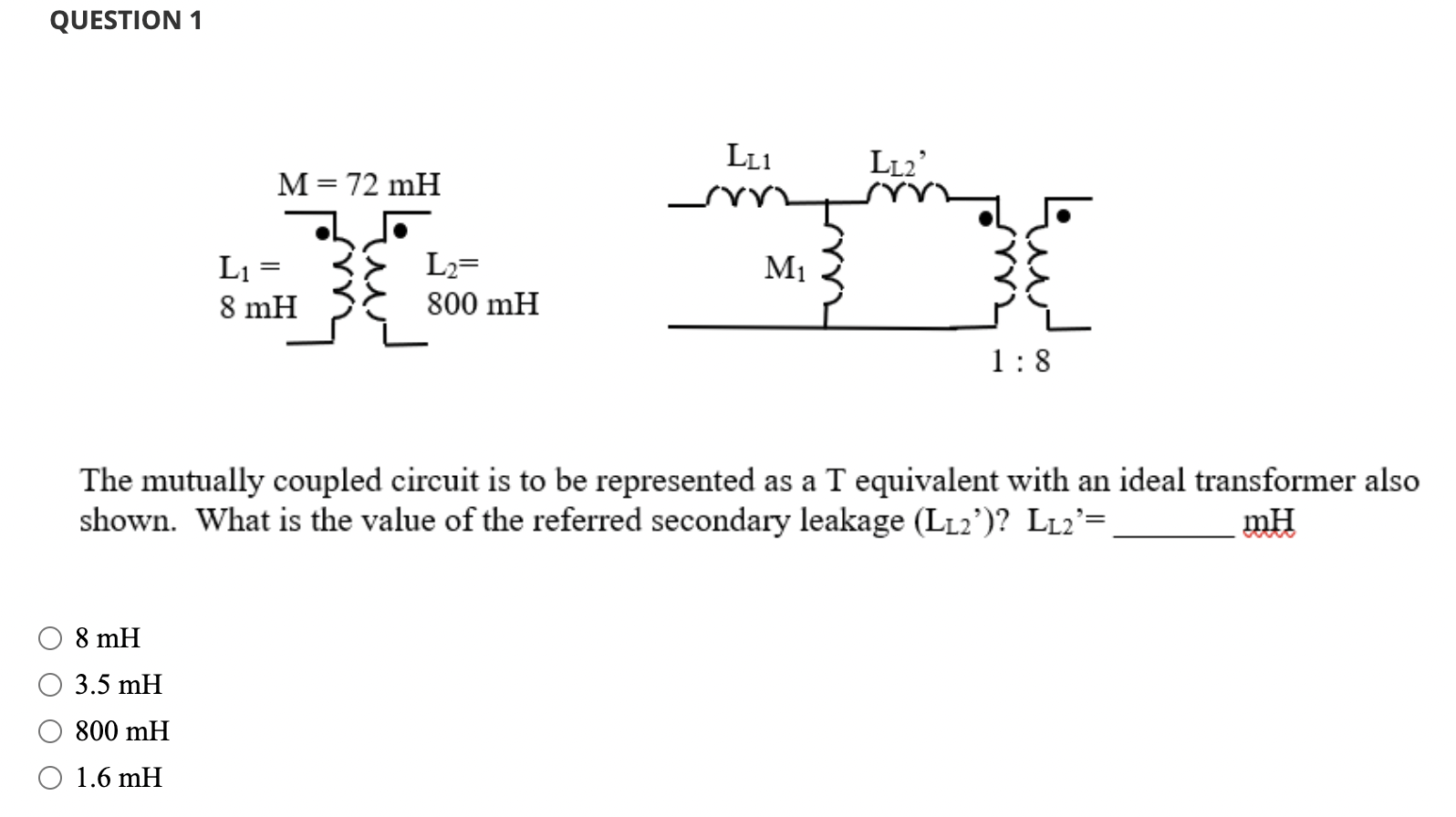 Solved QUESTION 1 The mutually coupled circuit is to be | Chegg.com