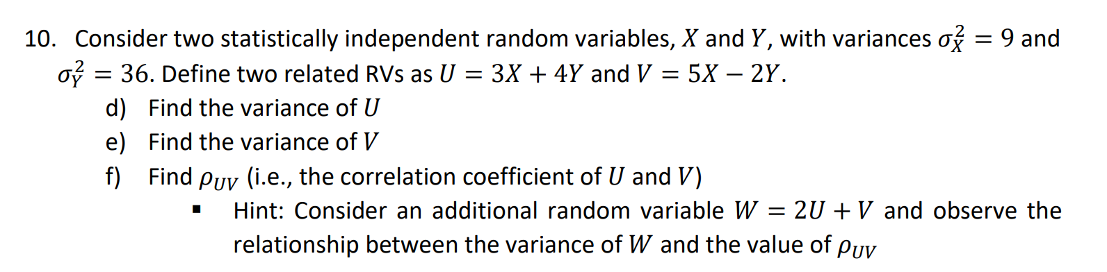Solved 10. Consider two statistically independent random | Chegg.com