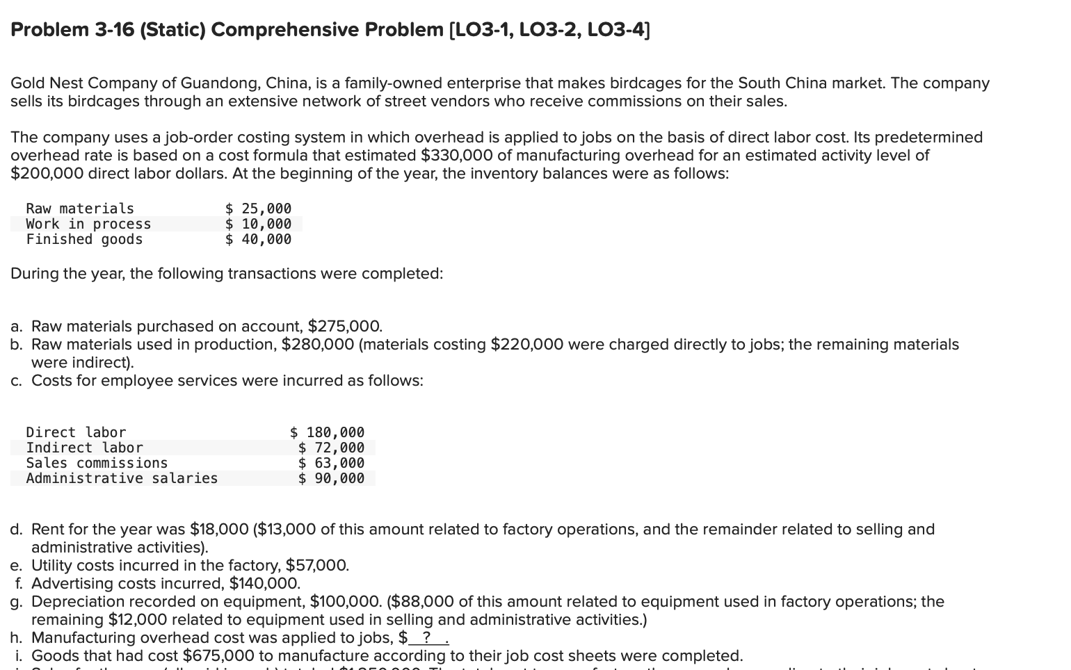 Solved Problem 3-16 (Static) Comprehensive Problem (LO3-1, | Chegg.com