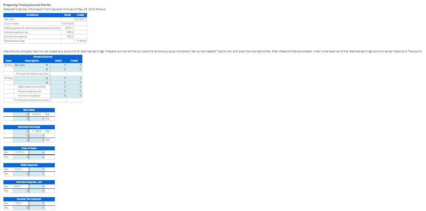 Solved Preparing Closing Journal Entries Selected financial | Chegg.com