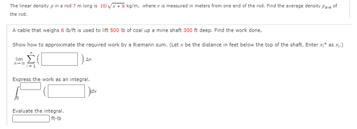 Solved The linear density p in a rod 7 m long is 10/\* + 9 | Chegg.com