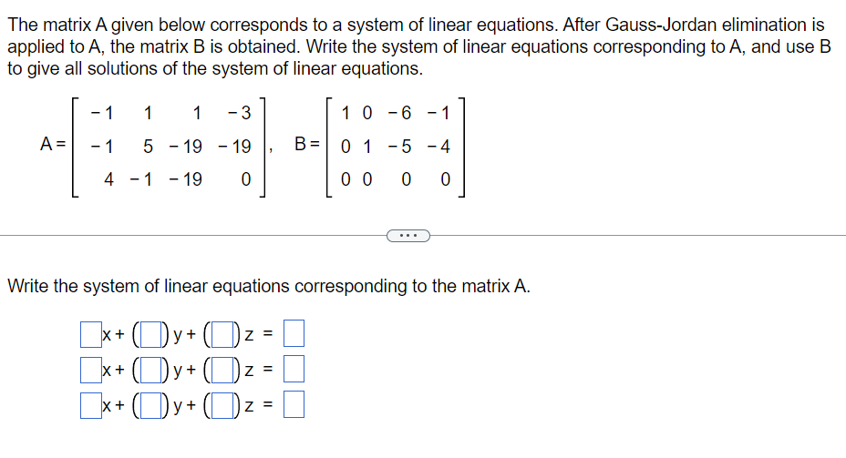 Solved The matrix A given below corresponds to a system of | Chegg.com