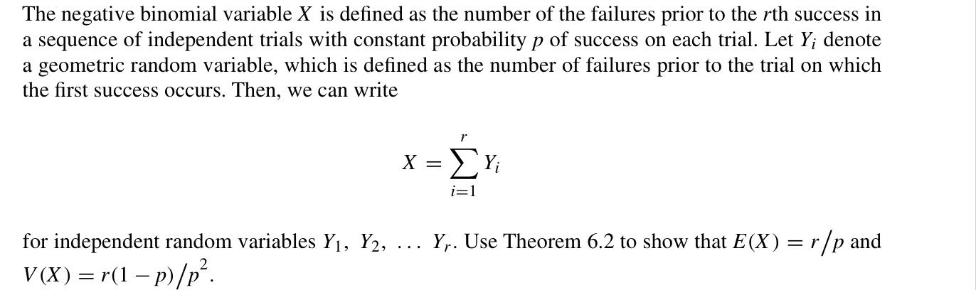 Solved The negative binomial variable X is defined as the | Chegg.com