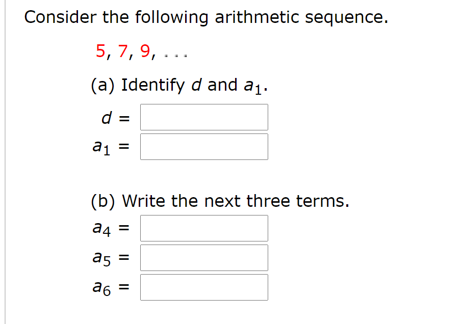 Solved Consider the following arithmetic sequence. 5, 7, 9, | Chegg.com