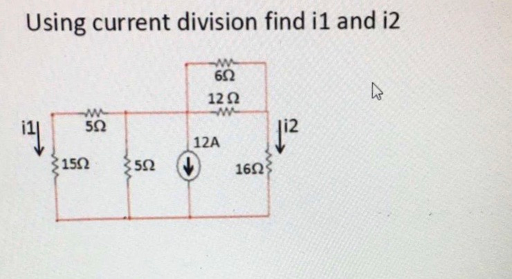 Solved Using current division find i1 and 12 692 1212 w ili | Chegg.com