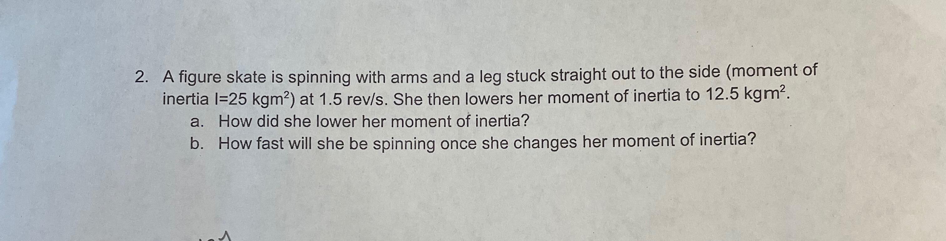 Solved 2. A figure skate is spinning with arms and a leg | Chegg.com