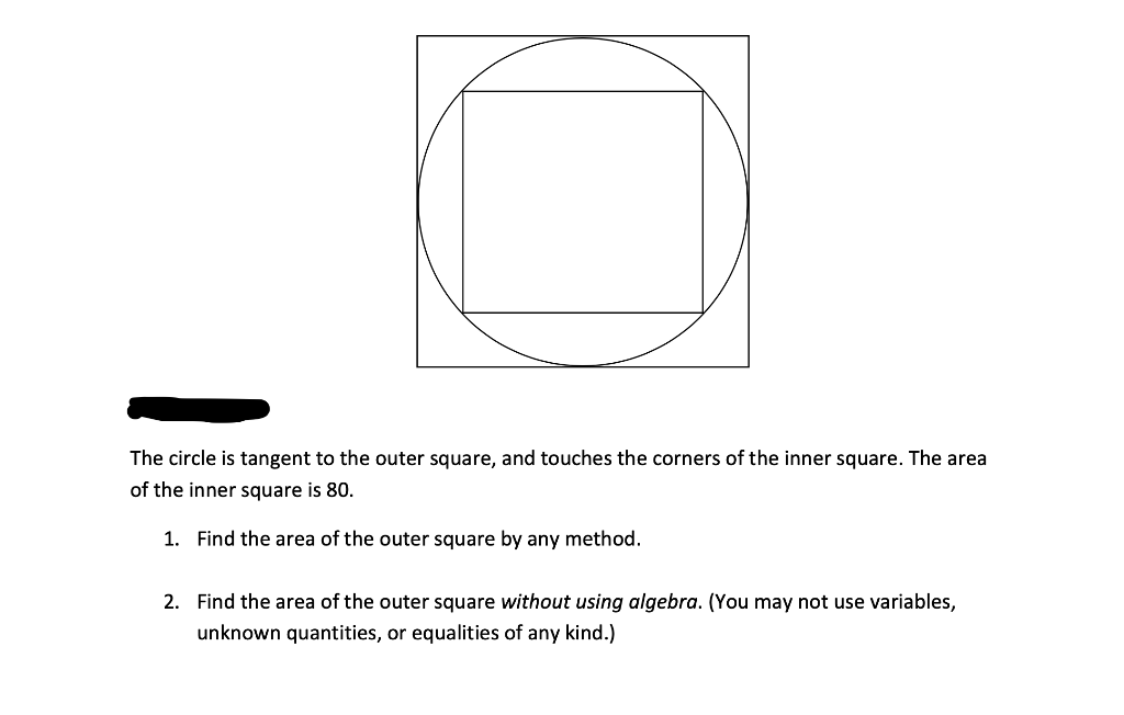 Solved o The circle is tangent to the outer square, and | Chegg.com