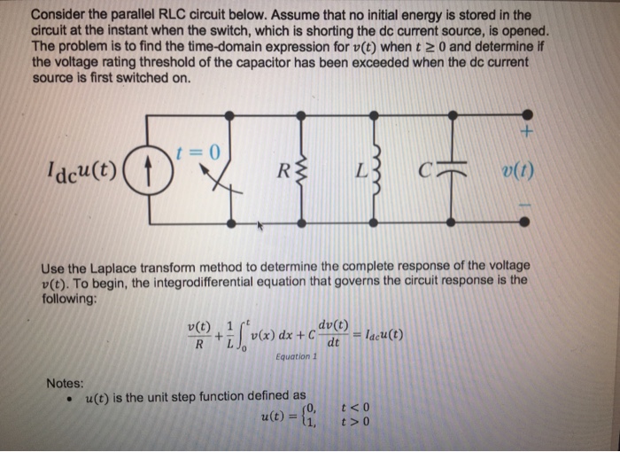 Solved Consider the parallel RLC circuit below. Assume that | Chegg.com