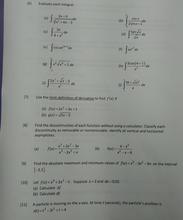 Solved [1] Evaluate each limit without using a calculator. | Chegg.com