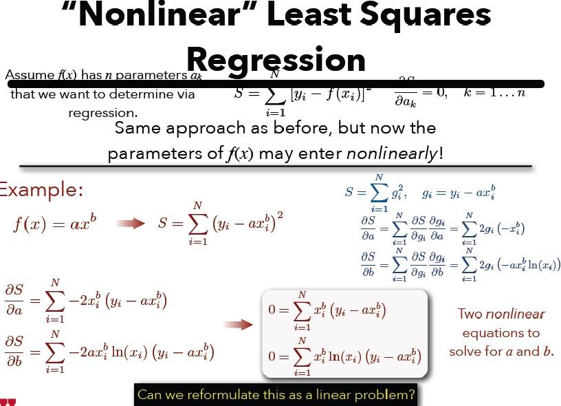 Solved aa k=1...n i=1 N "Nonlinear" Least Squares Assume | Chegg.com