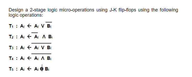 Design A 2-stage Logic Micro-operations Using J-k 