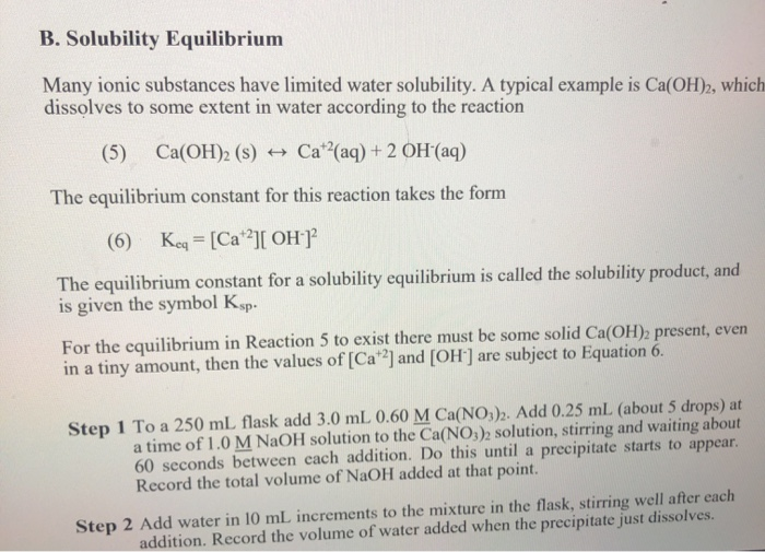Solved B. Solubility Equilibrium Many ionic substances have | Chegg.com