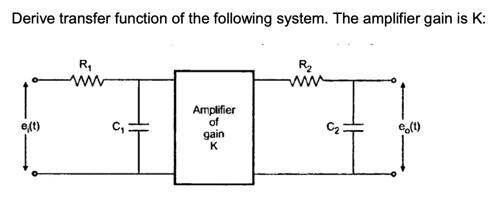 Solved Derive transfer function of the following system. The | Chegg.com