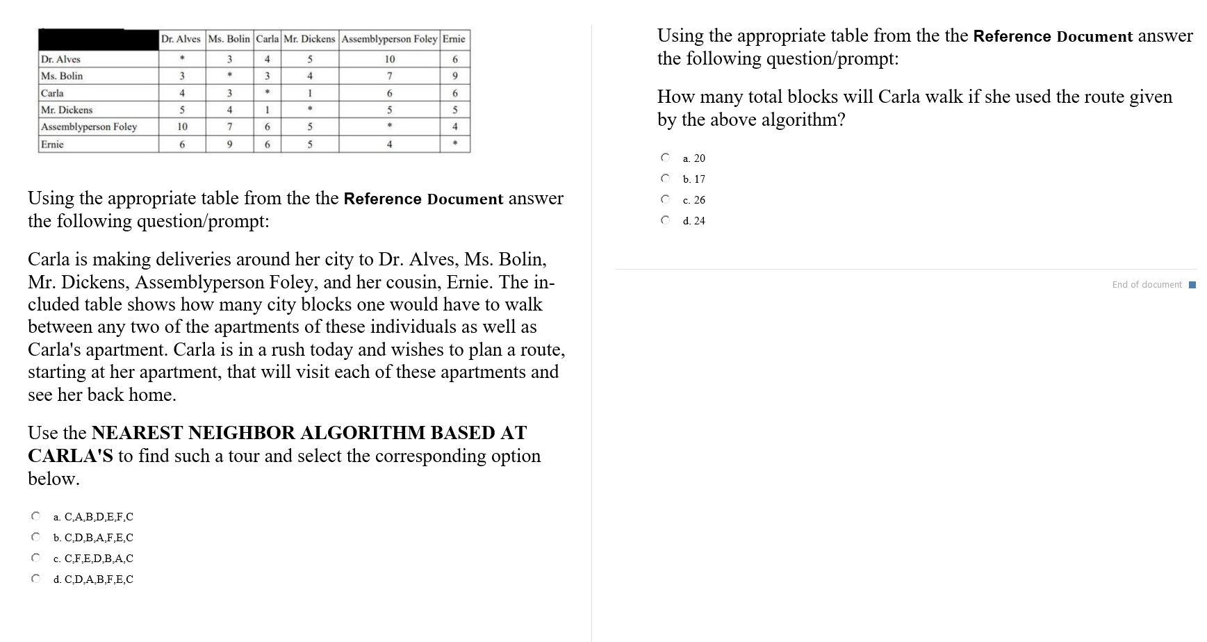 Solved Dr. Alves Ms. Bolin Carla Mr. Dickens Assemblyperson | Chegg.com
