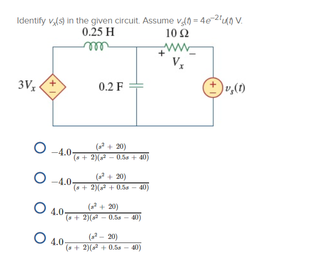 Solved Identify v(s) in the given circuit. Assume vs(0 = | Chegg.com