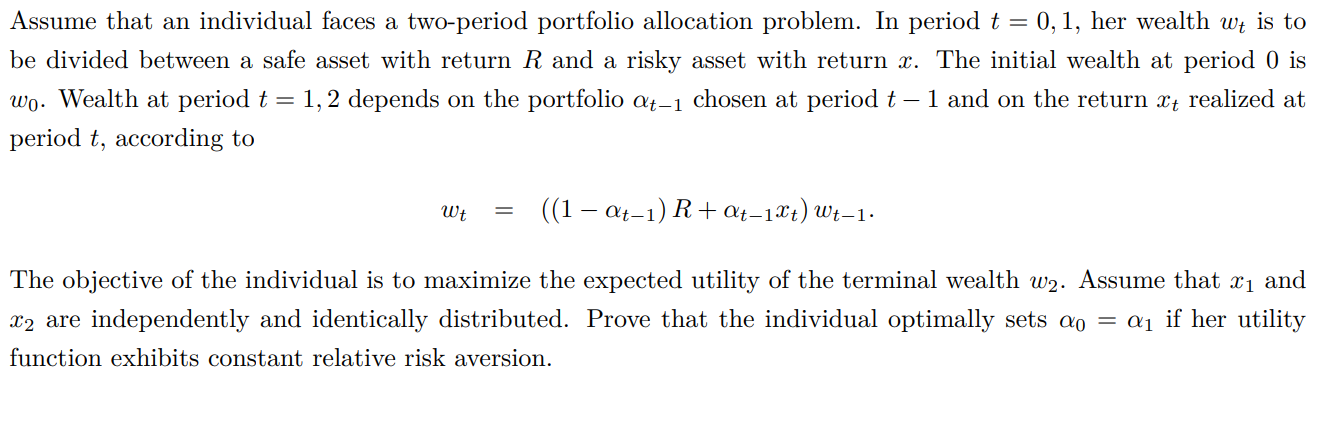 Solved Assume that an individual faces a two-period | Chegg.com