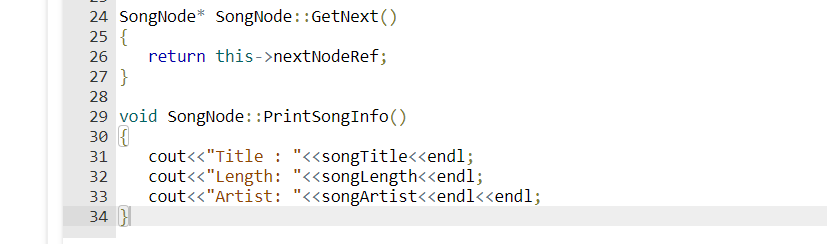 Solved Given main(), complete the SongNode class to include | Chegg.com