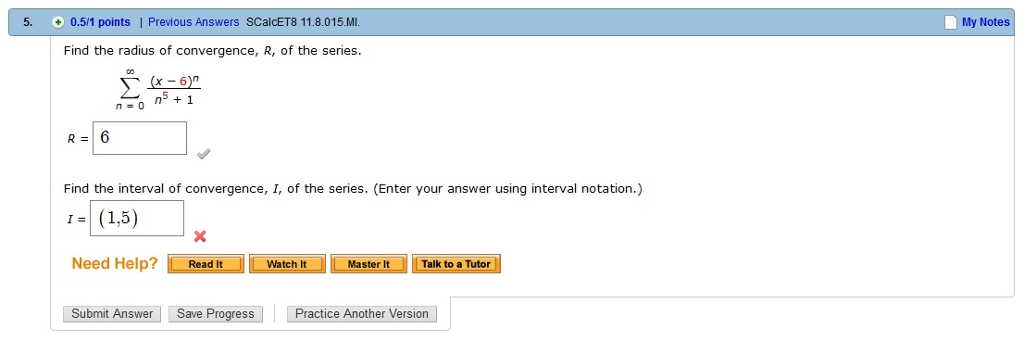 Solved 1. 1/2 points | Previous Answers SCalcET8 11.9.003.MI | Chegg.com