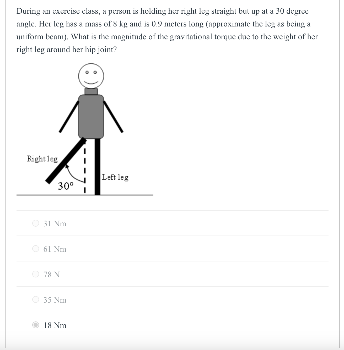 Solved During an exercise class, a person is holding her | Chegg.com
