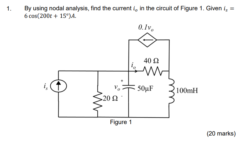 Solved By using nodal analysis, find the current io in the | Chegg.com