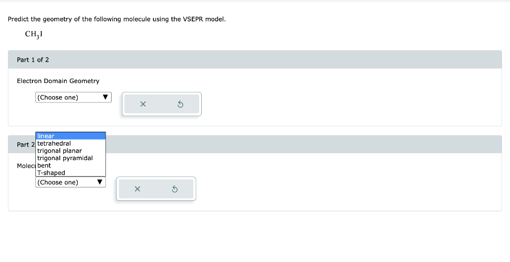 Solved Predict the geometry of the following molecule using | Chegg.com