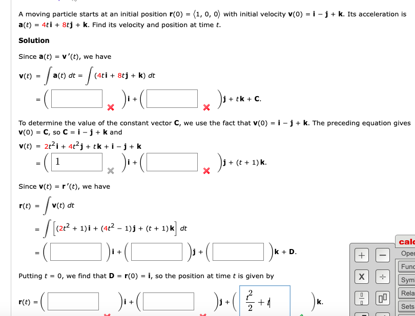 Solved A moving particle starts at an initial position | Chegg.com