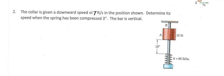 Solved 2. The collar is given a downward speed ol 7ft/s in | Chegg.com
