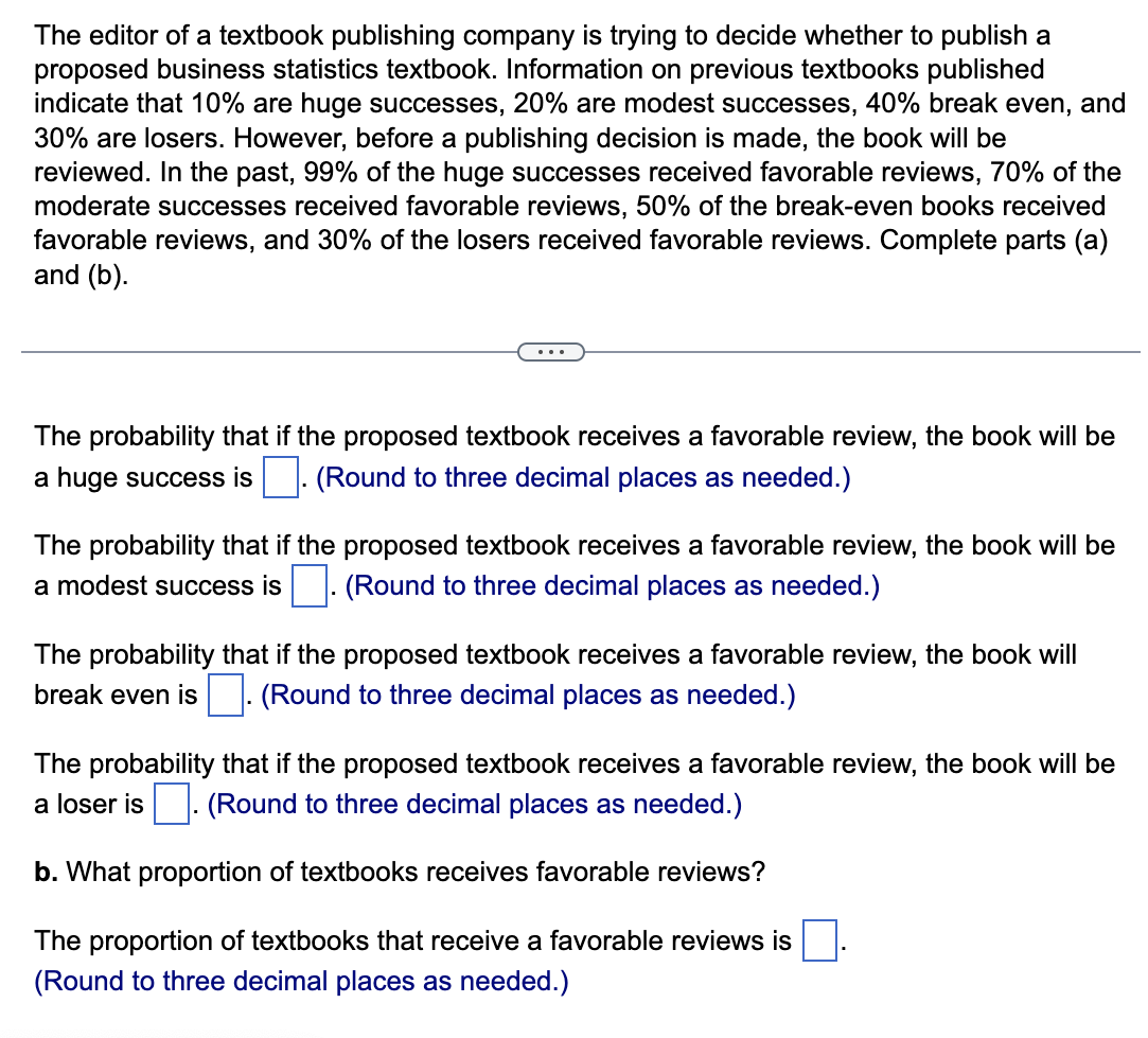 Solved The editor of a textbook publishing company is trying | Chegg.com
